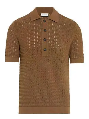 PAOLO PECORA Perforated-knit Polo Shirt - Brown