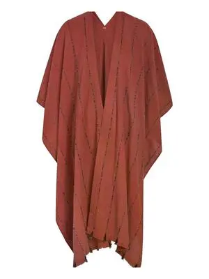 Caravana Embellished Frayed Cape - Red