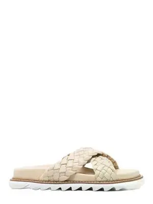 SERGIO MORETTI FIRENZE Braided Crossover-strap Mules - Neutrals