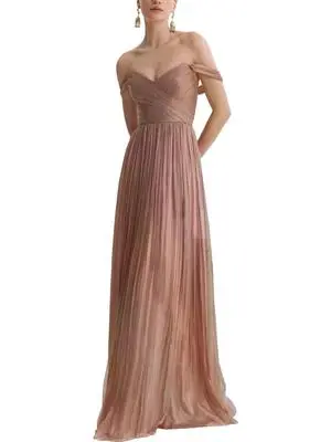 FRAMBOISE Vaasa Off-shoulder Maxi Dress - Brown