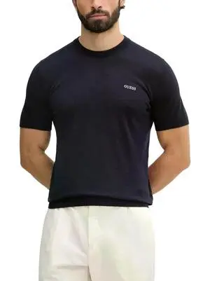 Guess Logo-embroidered Short-sleeve T-shirt - Blue
