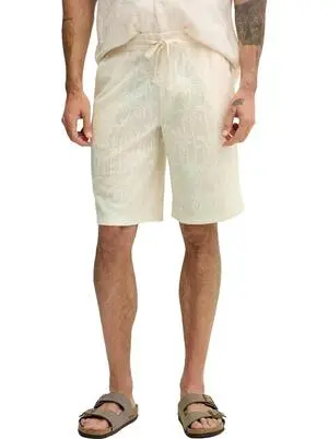 GUESS GUESS USA Cream Palm-Tree Deck Shorts