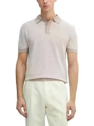 Guess Honeycomb-knit Short-sleeve Polo Shirt - Neutrals