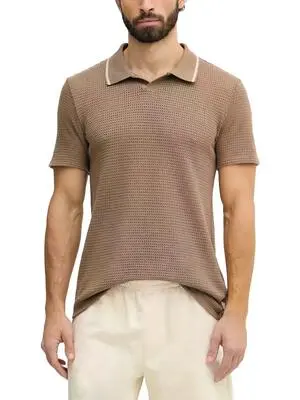 Guess Daryl Open-knit Polo-collar T-shirt - Brown