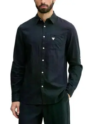 Guess Logo-patch Button-down Shirt - Blue