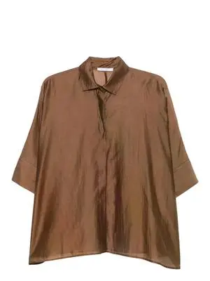 CENERE GB Textured Short-sleeve Shirt - Brown