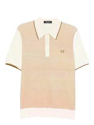Fred Perry Laurel Wreath Textured-knit Polo Shirt - Neutrals