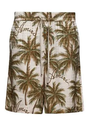 Amiri Palm Print Relaxed Fit Shorts - Ivory