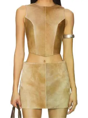 ZUT Hair-on Leather Skirt - Brown