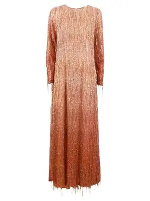 CLIPS Sequin-embellished Fringed Maxi Dress - Orange
