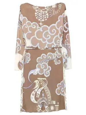 Emilio Pucci Abstract Print Midi Dress - Brown