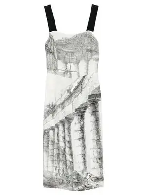Dolce & Gabbana Greek Temple Print Midi Dress - Grey
