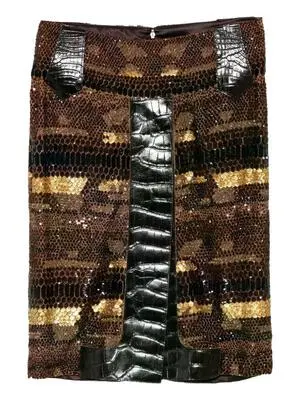 Dolce & Gabbana Sequined Midi Skirt - Brown
