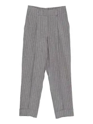 Peserico Pinstriped Pleated Trousers - Grey