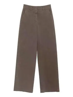 Peserico Wide-leg Cotton Twill Trousers - Grey