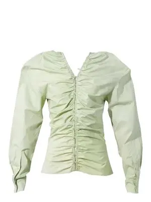 PUSHBUTTON Ruched Button-up Shirt - Green