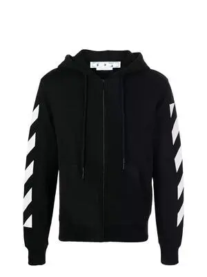 Off-White Arrows-print Cotton Zip-up Hoodie - Black