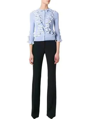 Alexander McQueen Wool Ruffle Cardigan - Blue