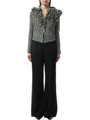 LANVIN Tweed Jacket With Frayed Edges - Black