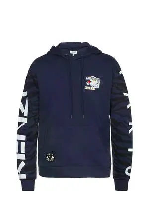 Kenzo Tiger-embroidered Hoodie - Blue