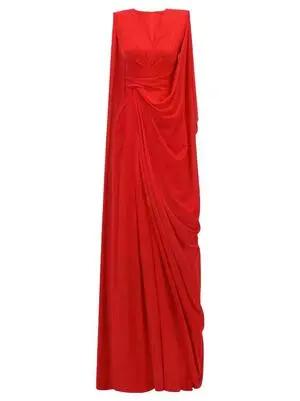 GEMY MAALOUF Draped Cape-style Dress - Red