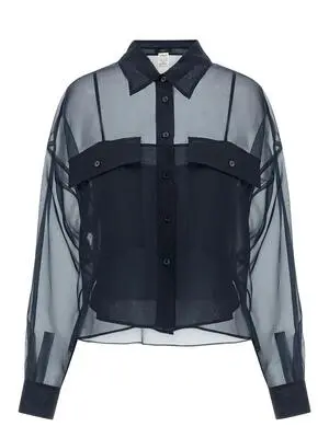 Max Mara Wkdcolomba" Semi-transparent Silk Organza Shirt - Blue