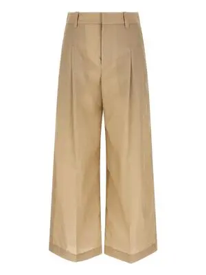 Brunello Cucinelli Techno Cotton Poplin Wide-leg Trousers - Cream