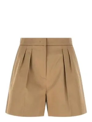 MAX MARA Max Mara High-Waisted Pleated Cotton Satin Shorts