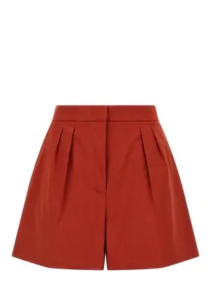 Max Mara High-waisted Pleated Cotton Satin Shorts - Red
