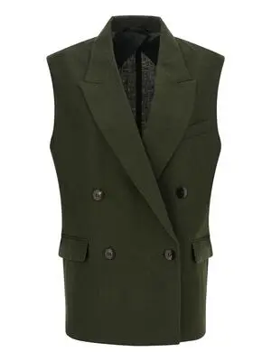 Max Mara Double-breasted Linen Vest - Green