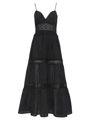 Loretta Caponi Demi Cotton Midi Dress - Black