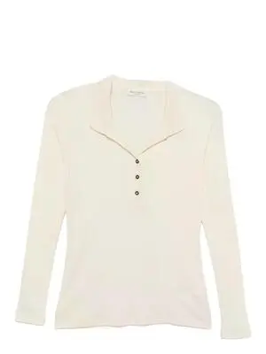 Marc O'polo Ribbed Knit Long-sleeve Polo Shirt - Neutrals