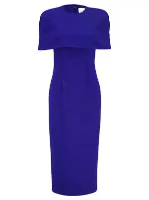 Roland Mouret Cape-overlay Crepe Midi Dress - Blue