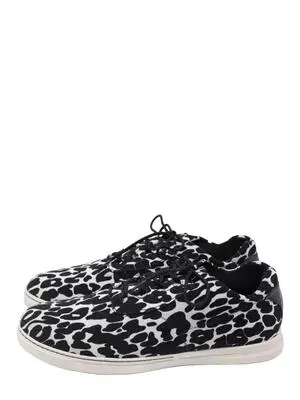 STUART WEITZMAN Animal Print Canvas Lace-up Sneakers - Black