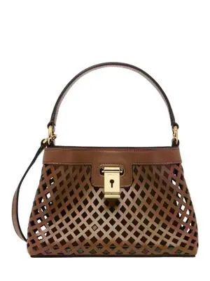 Bally Lock Me Mini Bag With Laser-cut Motif - Brown