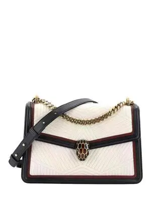 BVLGARI Serpenti Forever Quilted Leather Shoulder Bag - White