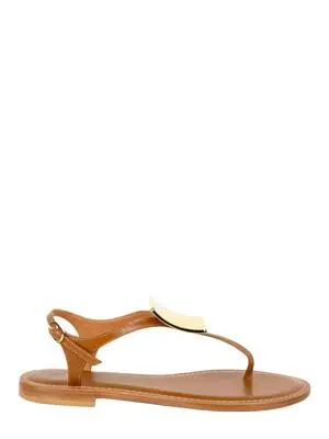 Roberto Festa Flat Sandals With Plaque Detail - Brown