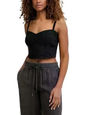 Guess Broderie Anglaise Cropped Top - Black