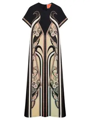 La DoubleJ Ambrosia Placed Silk Twill Swing Dress - Black