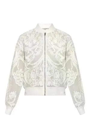 ALLSAINTS Jade Embroidered Sheer Bomber Jacket - White