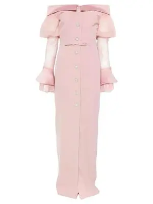 SILK LOVE & LACE Andrea Lace-panelled Off-shoulder Maxi Dress - Pink