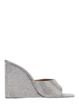 Amina Muaddi Embellished Wedge Sandals - Gray