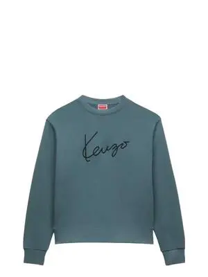 Kenzo Signature Embroidered Cotton Sweatshirt - Anthracite