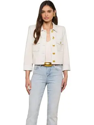 L'Agence Kumi Cropped Leather Jacket - Ivory