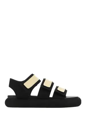 NEOUS Triple Strap Flat Sandals - Black