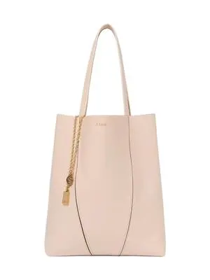 Chloé Spin Charm Detailed Tote Bag - Cement Powder