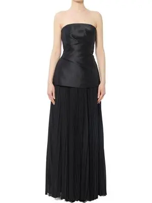 Solace London Claudette Pleated Maxi Dress - Black