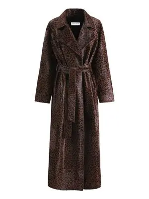 Nour Hammour Long Sleeved Belted Coat - Deep Leopard