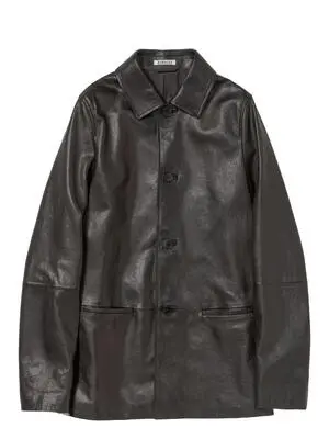 Auralee Textured Leather Blouson - Black