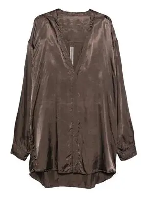 Rick Owens Concordian V-neck Shirt - Brown